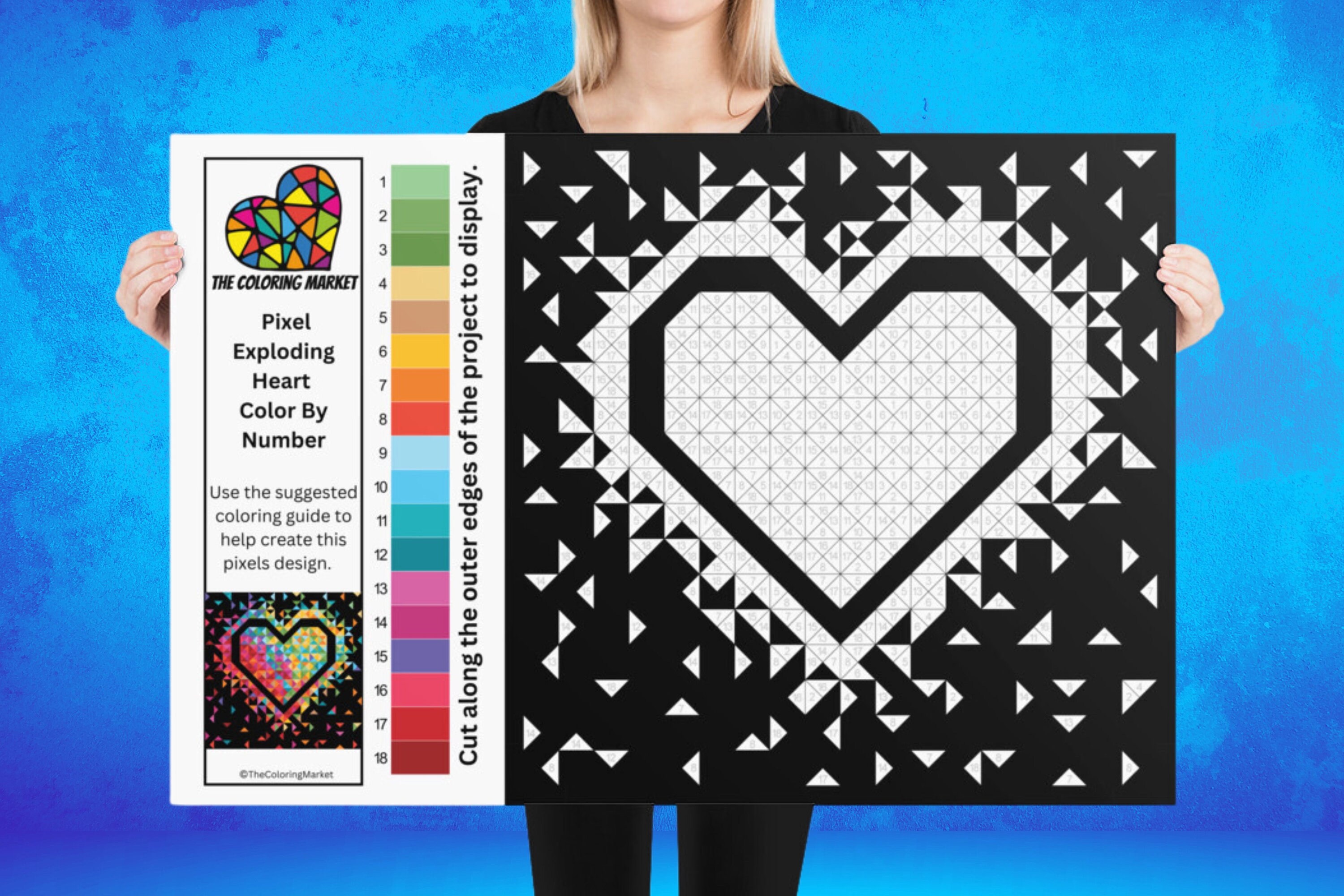 Color by Number, Large Pixel Color by Number Poster, Adult Coloring ...