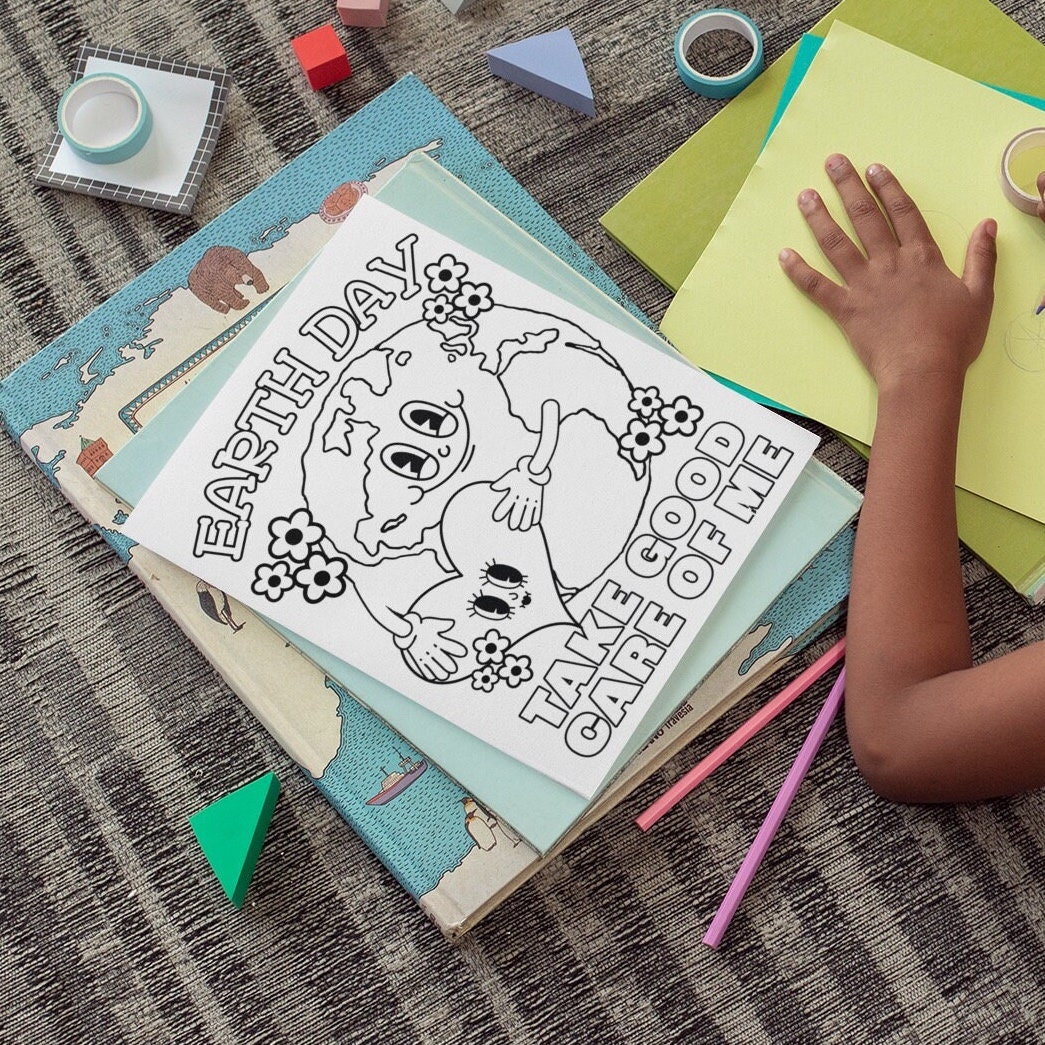 Earth Day Digital Coloring Poster, Earth Day, Kids Arts and Crafts ...