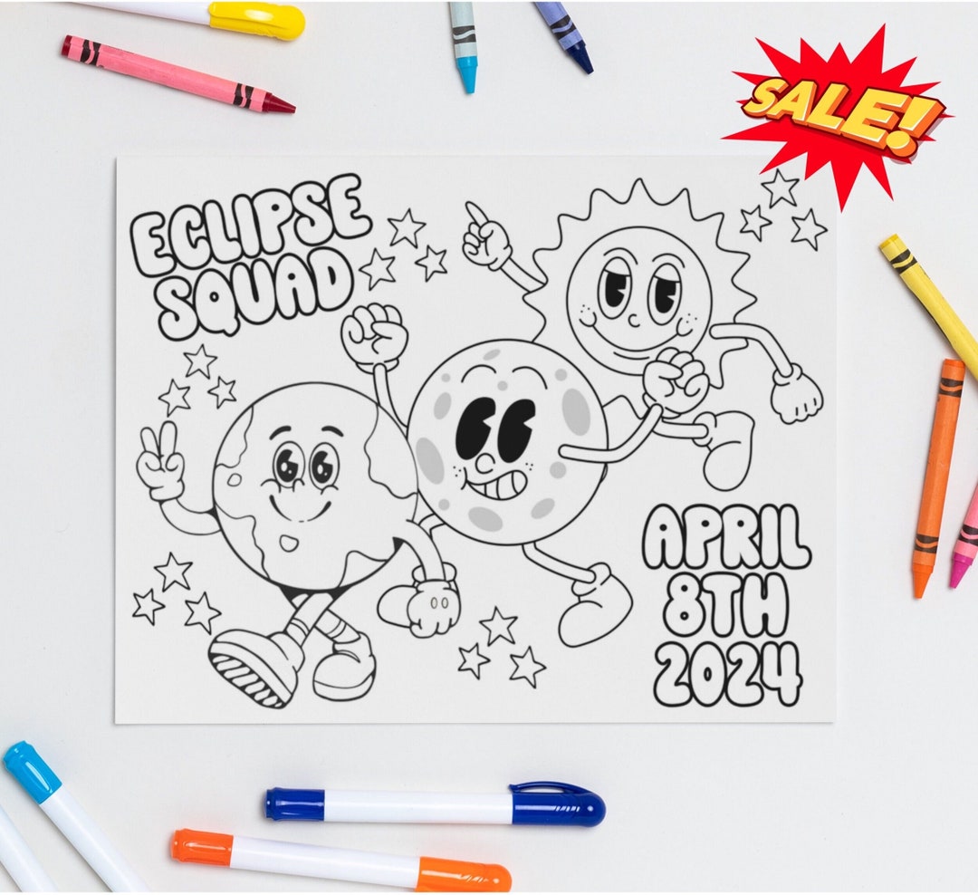 Solar Eclipse Digital Coloring Poster, Eclipse Coloring, Eclipse ...