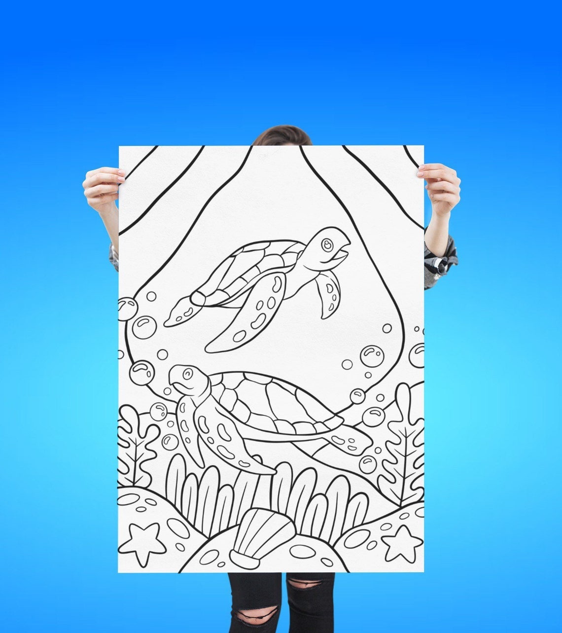 Sea Turtle Coloring Page Ocean Coloring Page Kids Coloring - Etsy