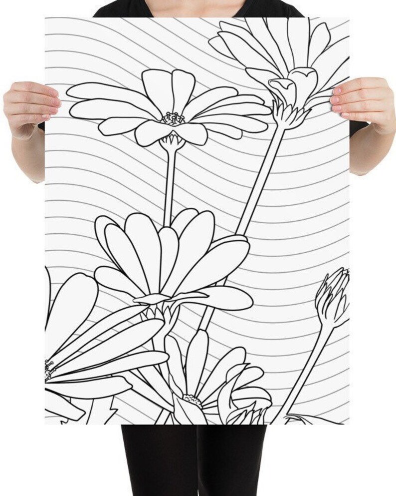 Floral Coloring Poster Coloring Page Adults Coloring Page - Etsy