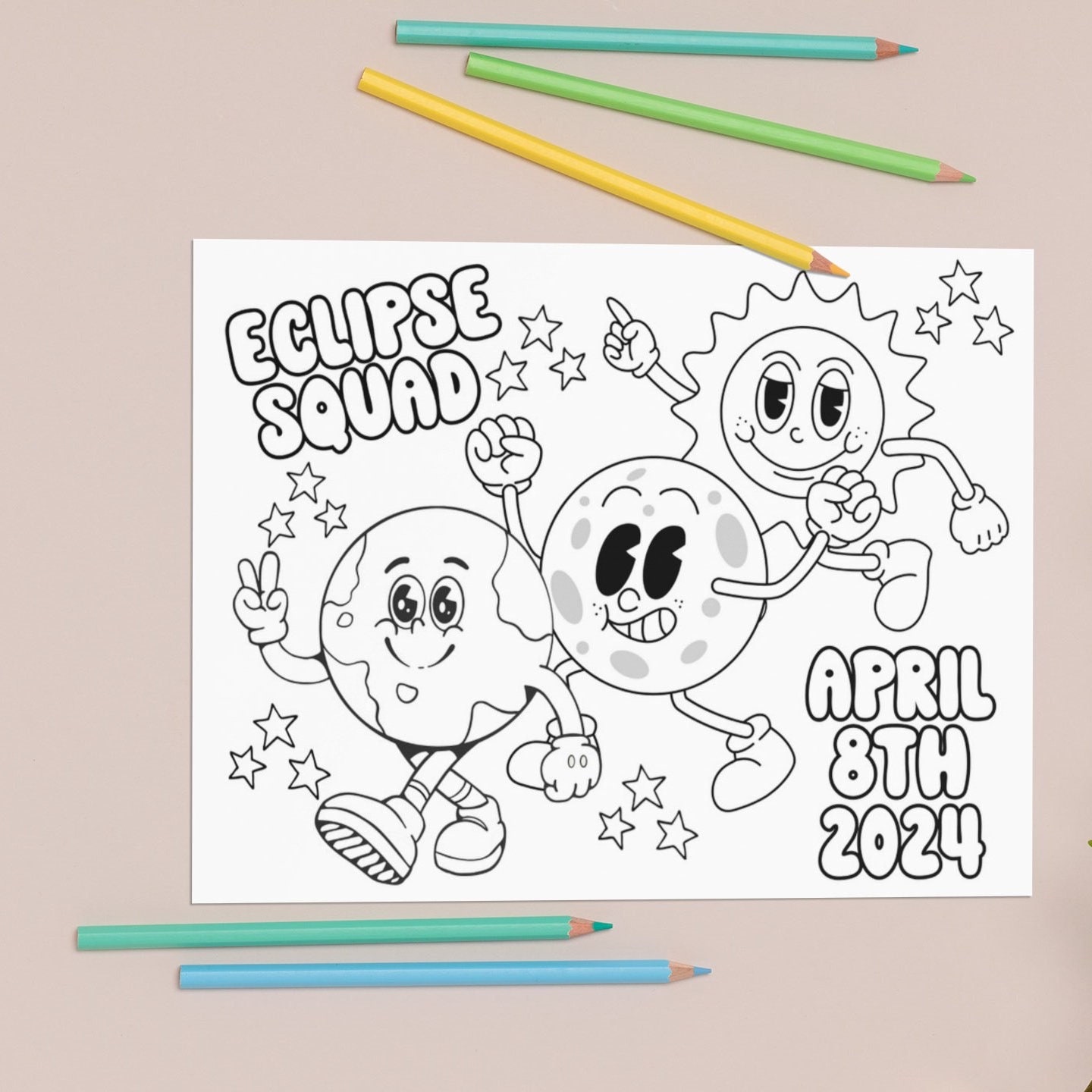 Solar Eclipse Digital Coloring Poster, Eclipse Coloring, Eclipse ...