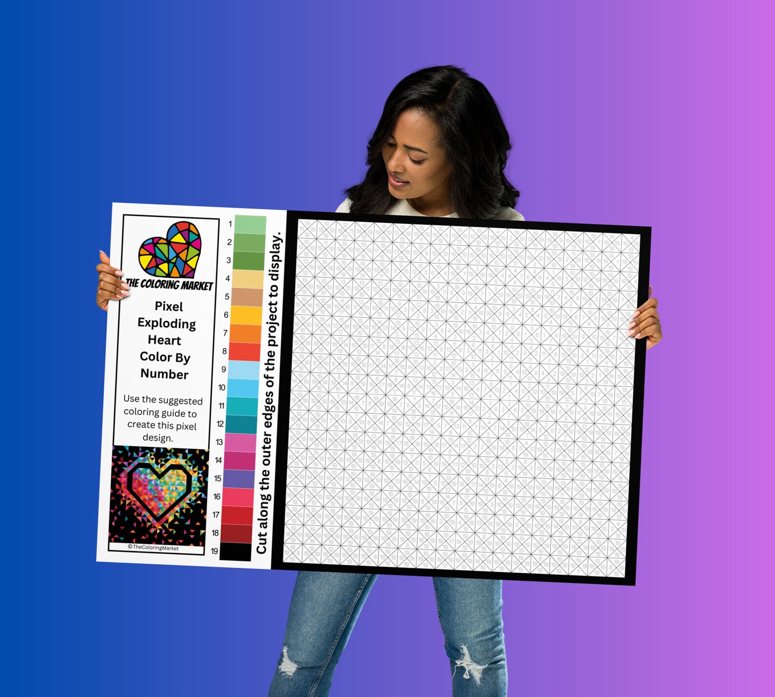 Color by Number, Large Pixel Color by Number Poster, Adult Coloring ...