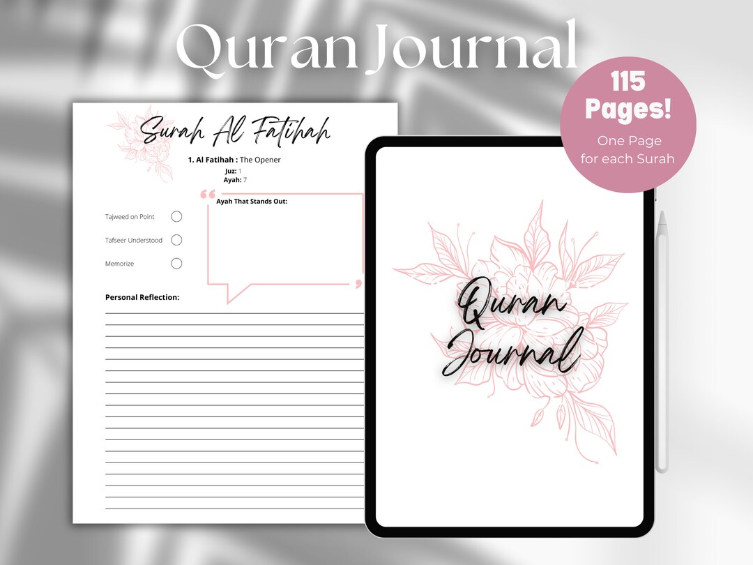 Quran Journal, 115 Pages to Learn and Reflect on Each Surah of Quran ...
