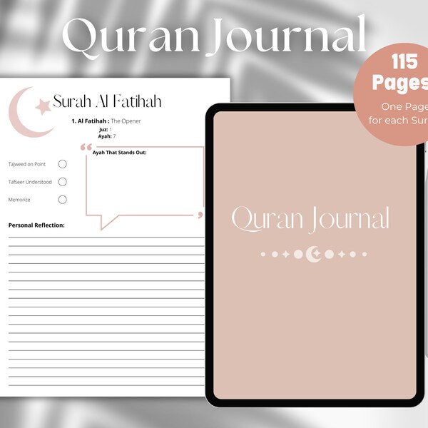 Quran Journal, 115 Pages to Learn and Reflect on Each Surah of Quran ...