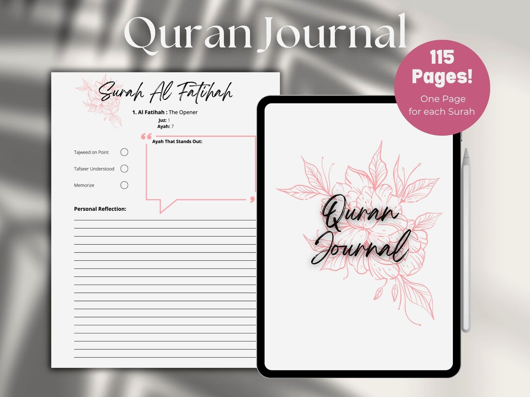 Quran Journal, 115 Pages to Learn and Reflect on Each Surah of Quran ...