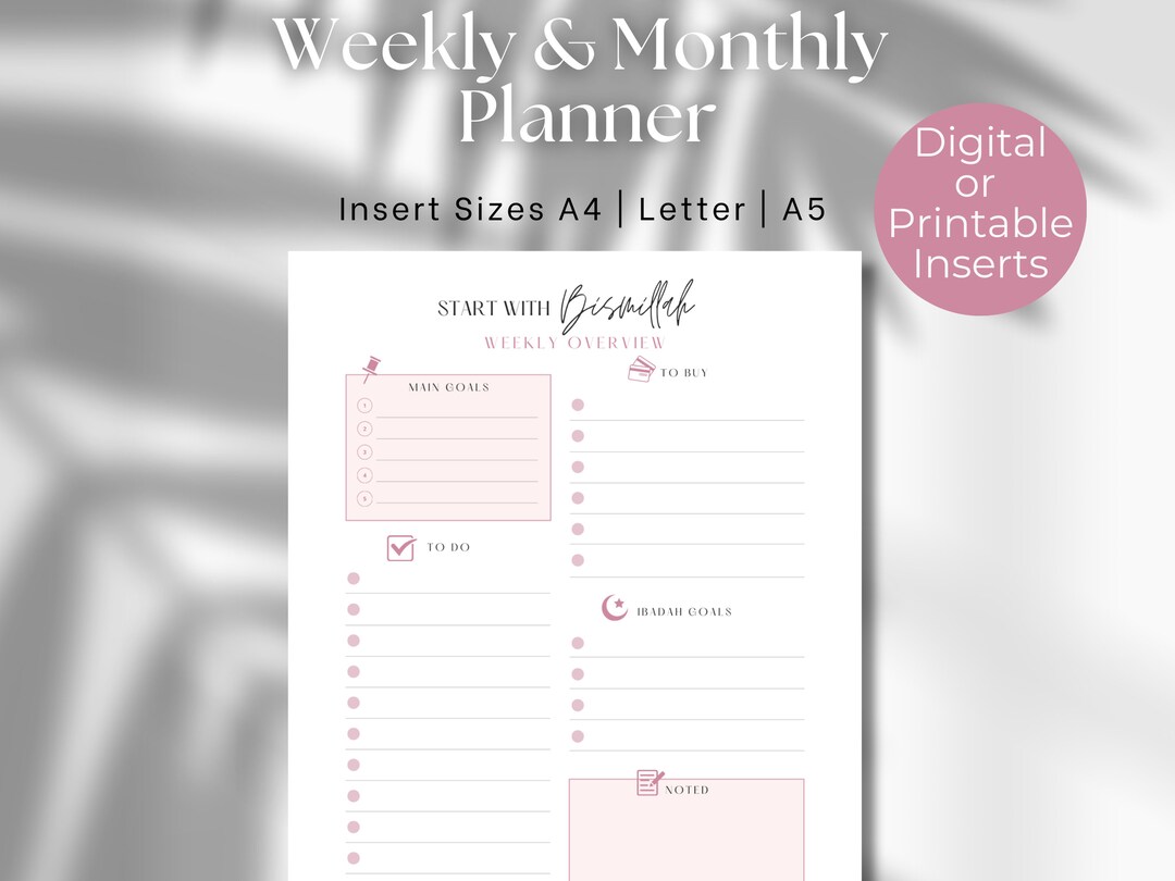 Islamic Weekly and Monthly Planner, Salah Tracker, Quran Tracker, Deen ...