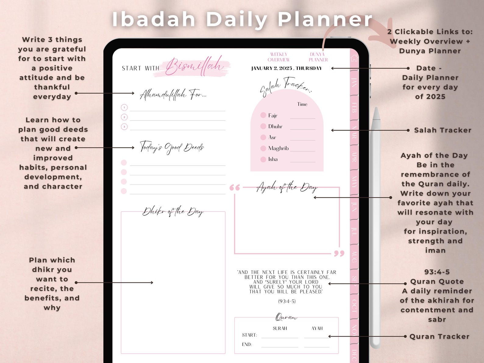 2025 Hyperlinked Digital Muslimah Planner, Become That Muslimah Girl ...