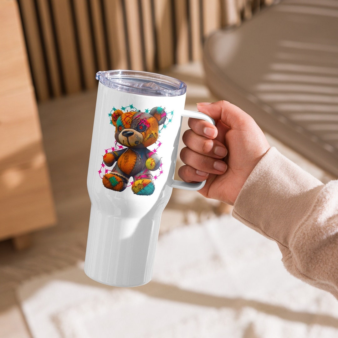 Cute Tattered Teddy Well Loved Repaired Teddy Travel Mug With a ...