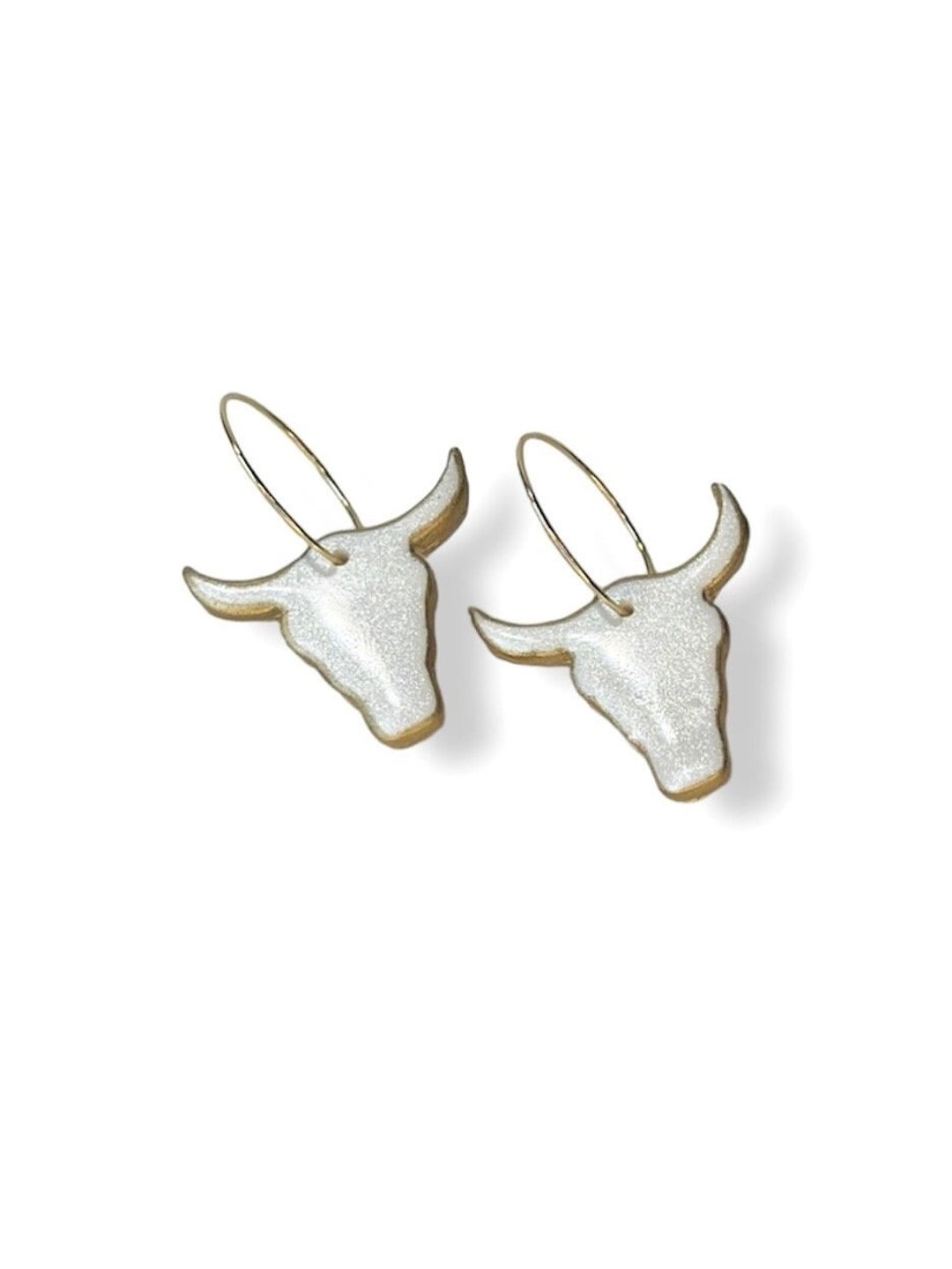 Bull Sparkly Hoop Earrings Western Earring Country Earrings White or ...