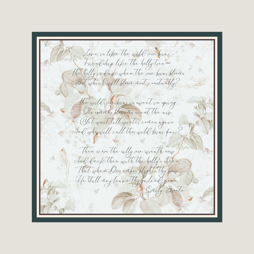 Emily Bronte Poem Scarf Love and Friendship - Etsy