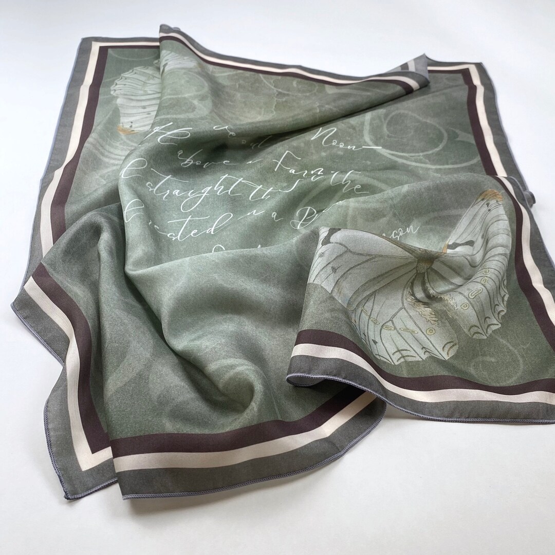 Literary Poem Silk Scarf, Emily Dickinson, Two Butterflies Went Out at ...