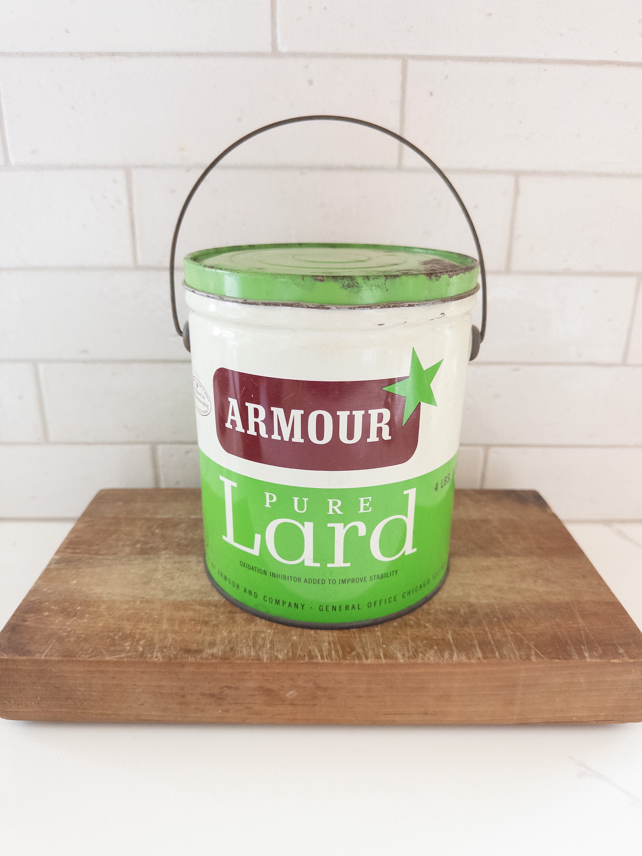 Vintage 1950s Armour Lard Pail Vintage Armour Lard Pail Old Handled ...