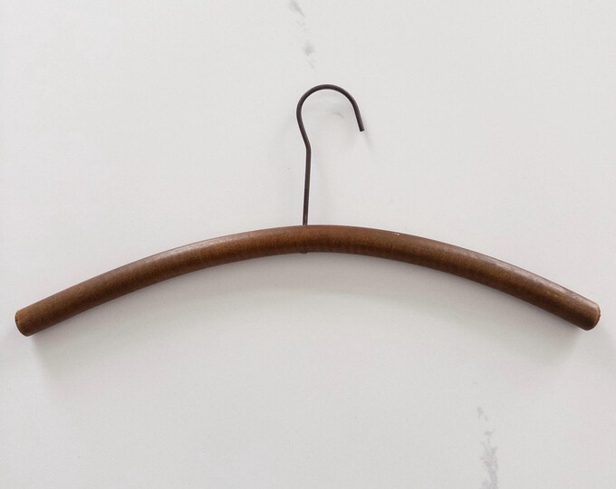 Vintage 1930s Wooden Curved Hanger Long Metal Hook Rustic Suit Jacket ...