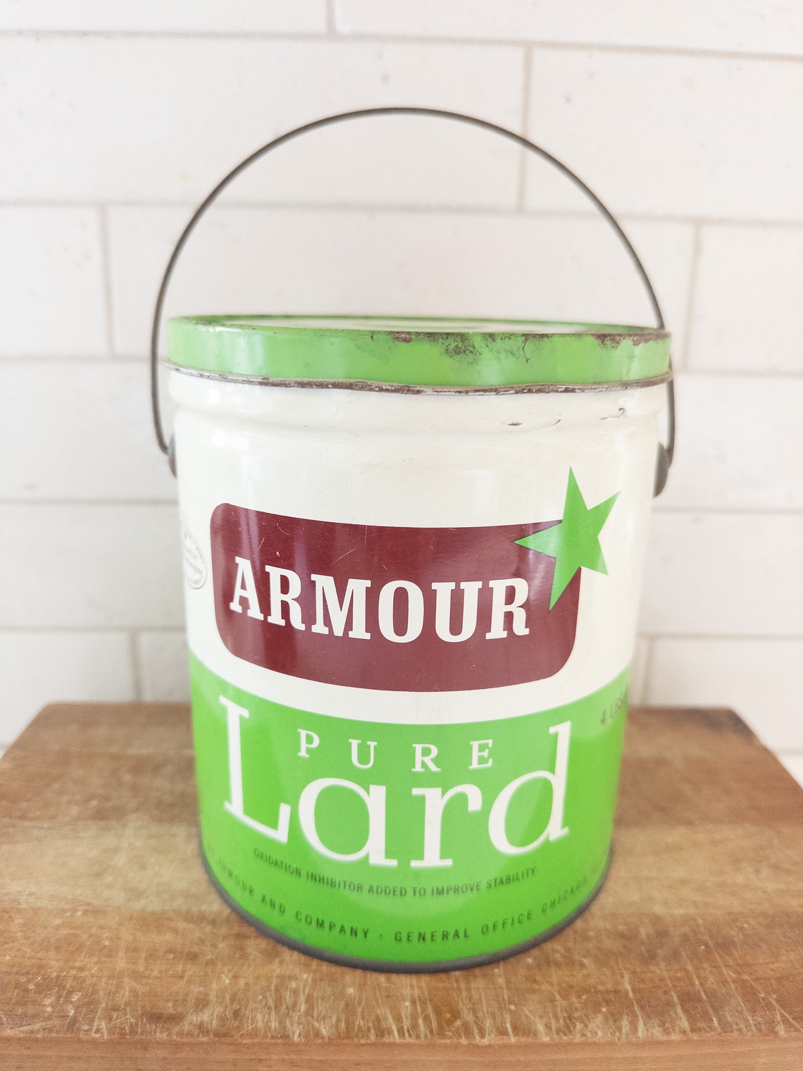 Vintage 1950s Armour Lard Pail Vintage Armour Lard Pail Old Handled ...