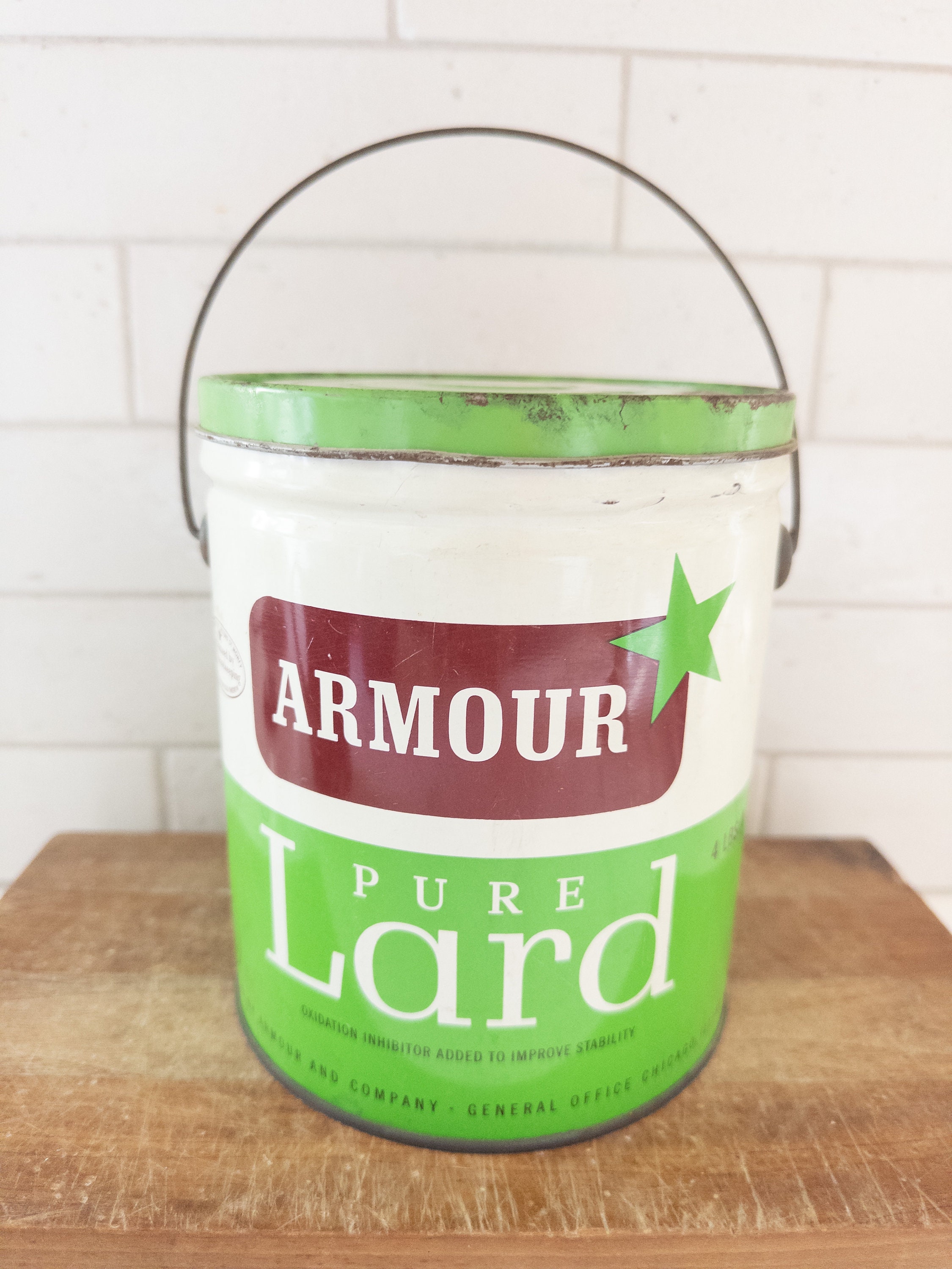 Vintage 1950s Armour Lard Pail Vintage Armour Lard Pail Old Handled ...