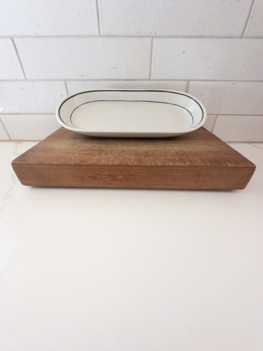 Vintage Shenango China Restaurant Ware Celery Dish White/ Green 2 ...