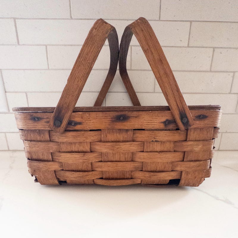 Vintage Split Oak Basket - Etsy