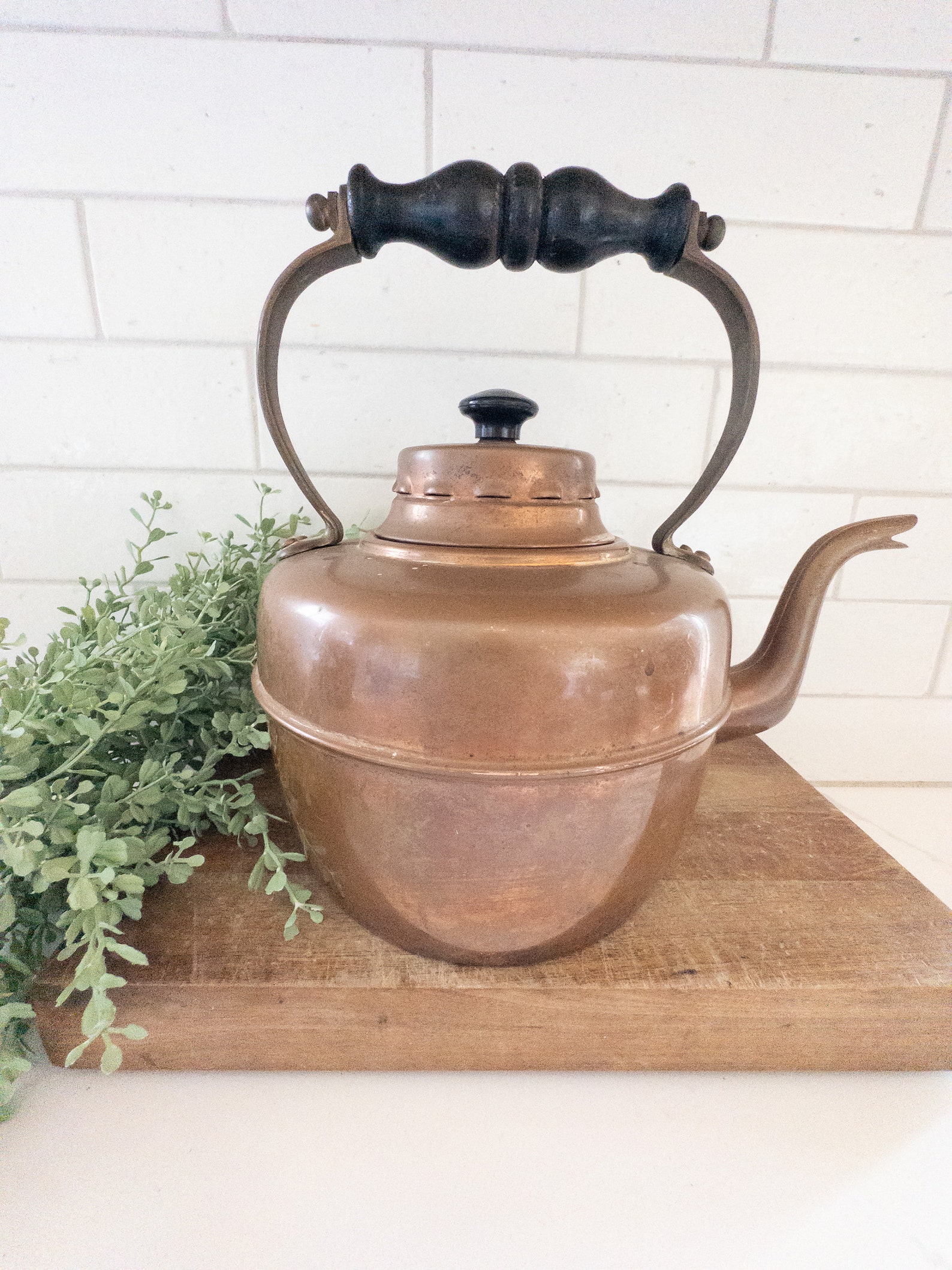 Vintage Simplex Solid Copper Tea Kettle RARE Design Farmhouse Rustic ...