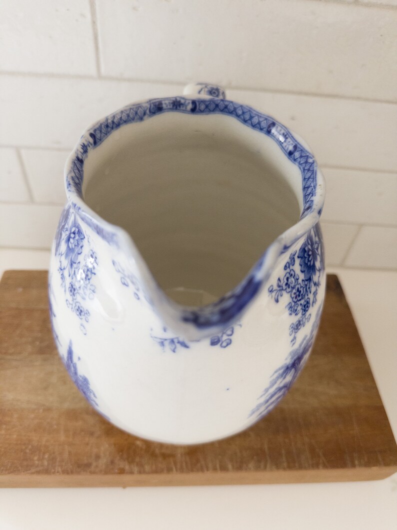 Antique Transfer Blue Pitcher Royal Doulton England - Etsy