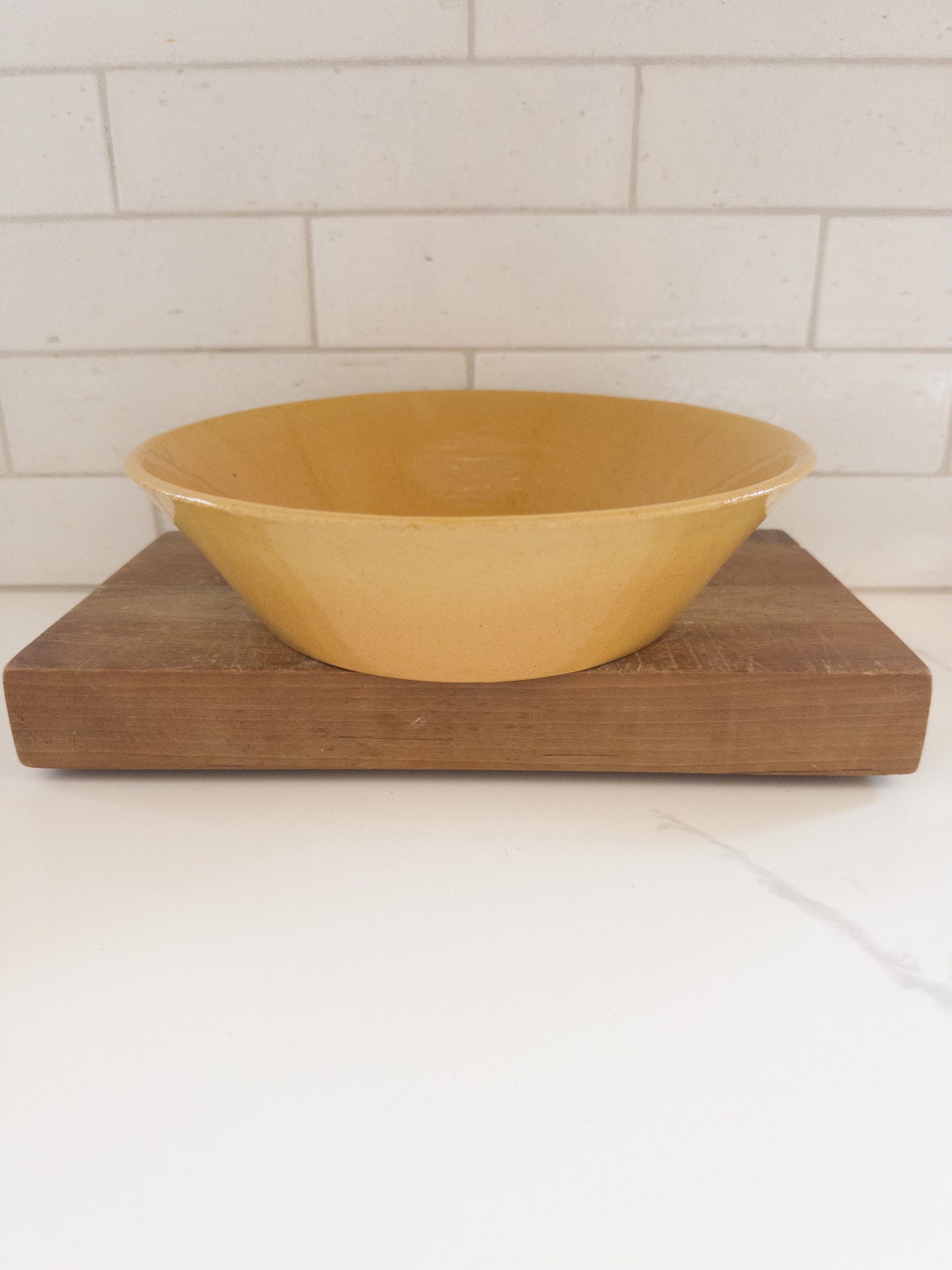 Antique Yellow Ware Milk Pan Bowl - Etsy