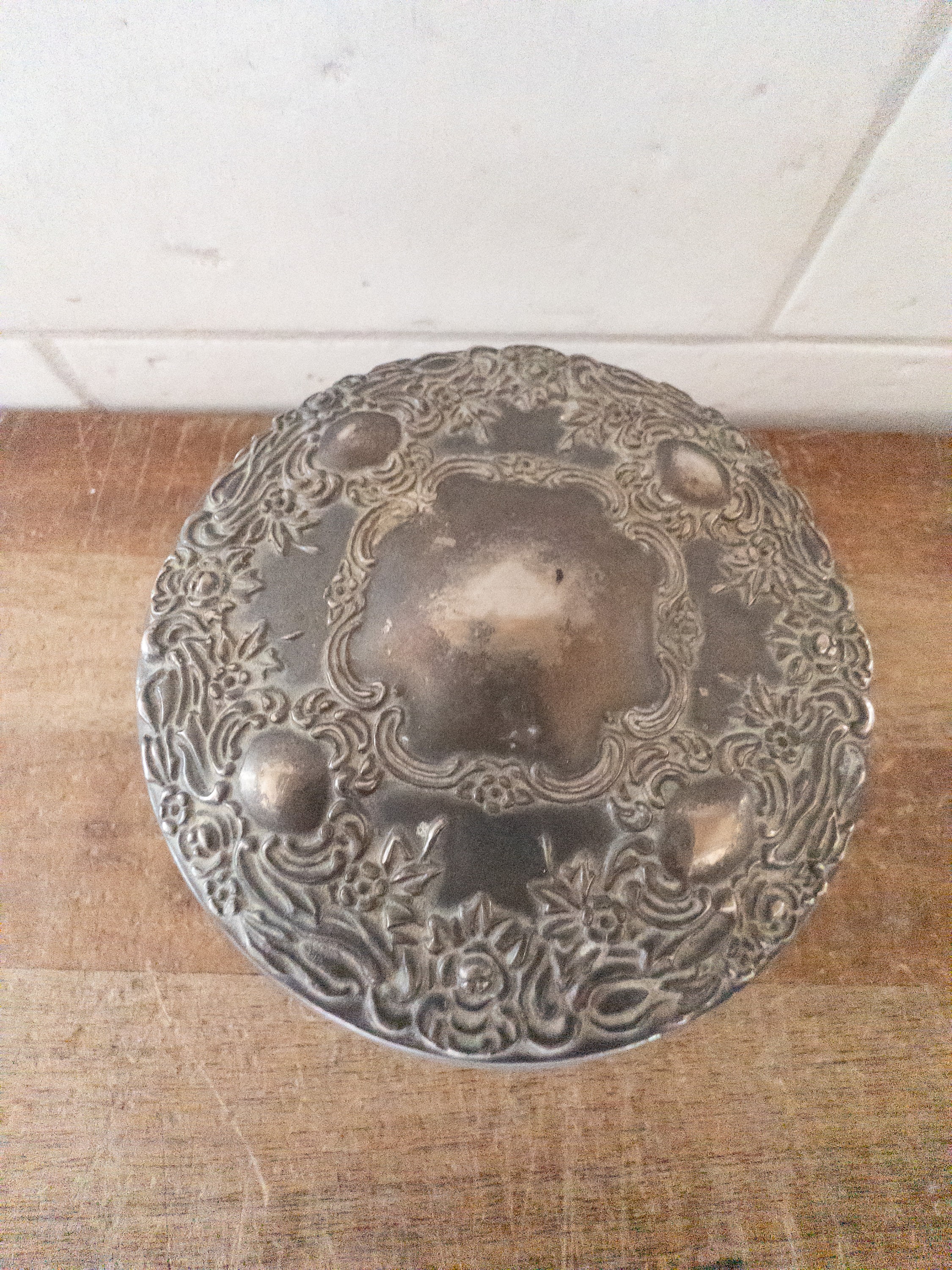 Vintage Vanity Glass Powder Box With Mirrored Silver Lid. Powder Puff ...