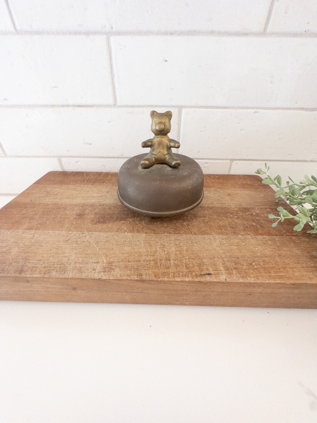 Vintage Brass Rotating Teddy Bear Music Box, Nursery Decor, Shower Gift ...