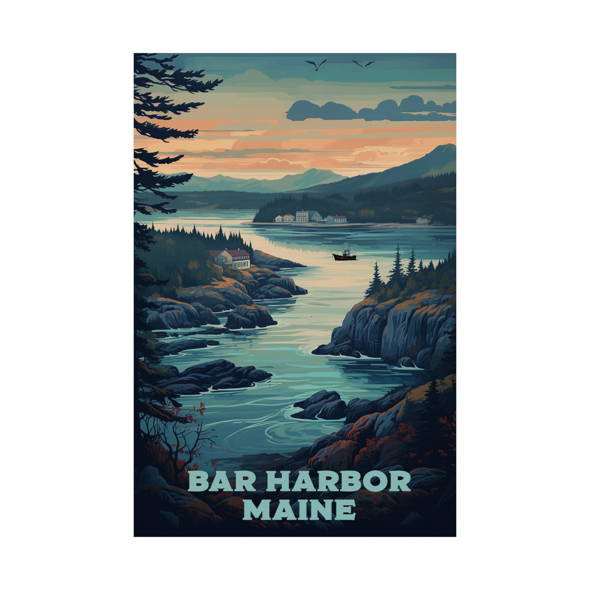 Bar Harbor Maine Vintage Poster Print - Etsy