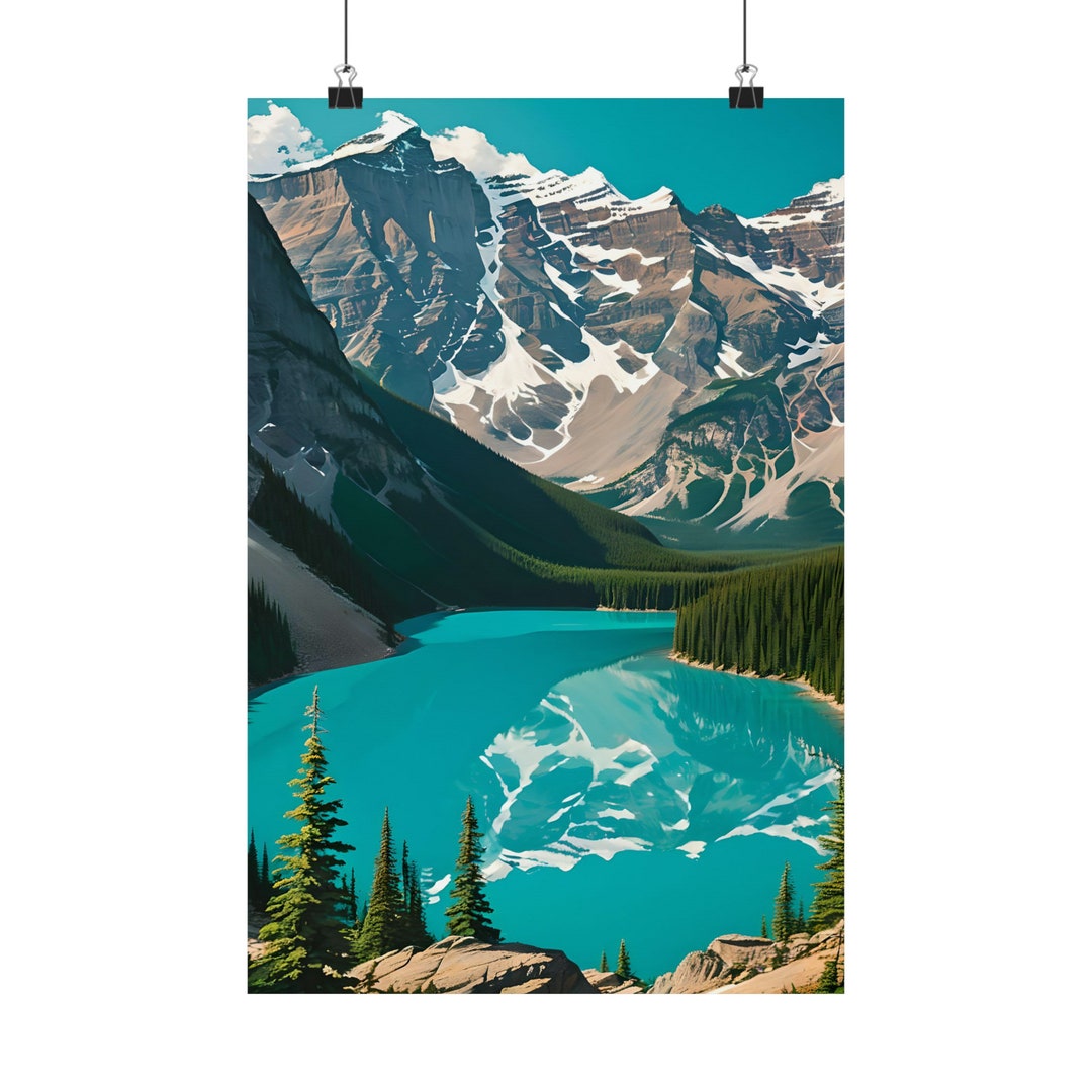 Moraine Lake Banff National Park Poster - Breathtaking Turquoise Waters ...