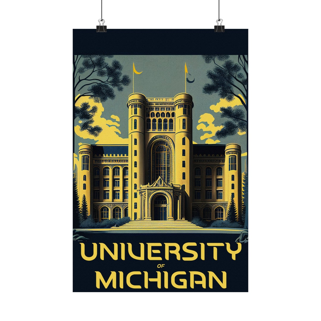 University of Michigan Premium Matte Vintage Poster - Etsy