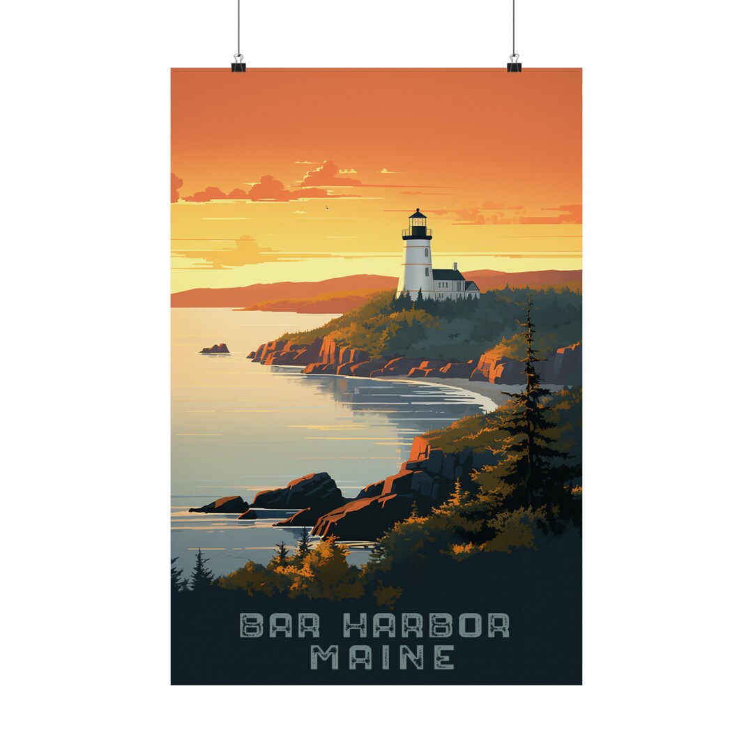 Bar Harbor Maine Vintage Poster Print - Etsy