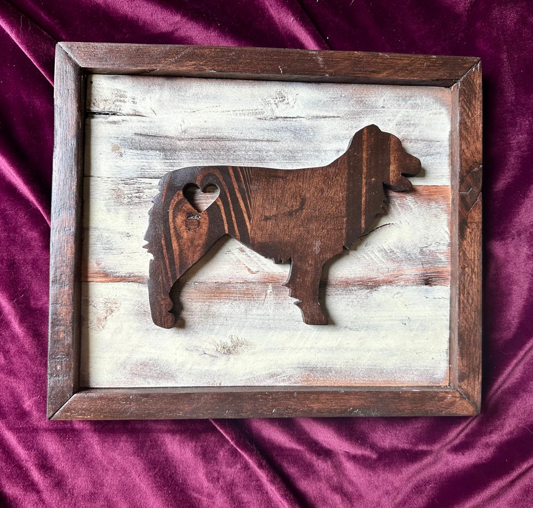 Handmade Australian Shepard Wooden Wall Art Pet Remberance Reclaimed ...