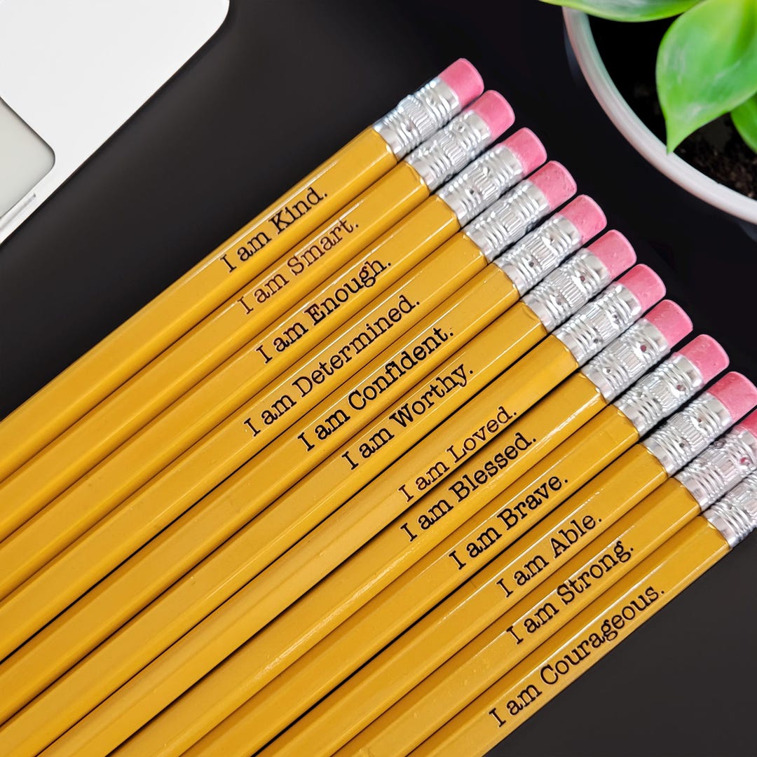 Affirmation Pencils: Engraved Positive Message Pencils - Back to School ...