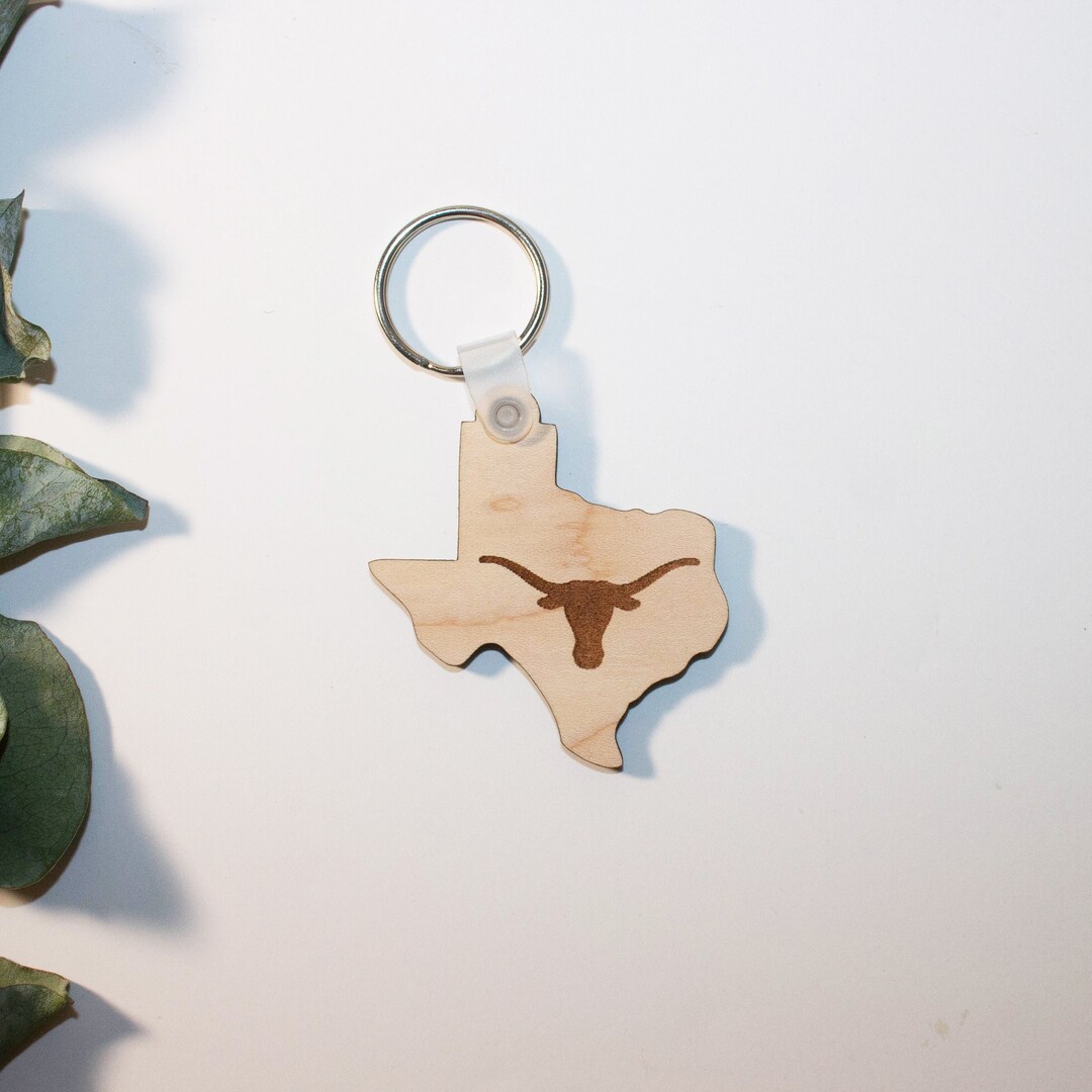 Longhorn Keychain | Texas Wood Keychain | Wood Keychain | State of ...