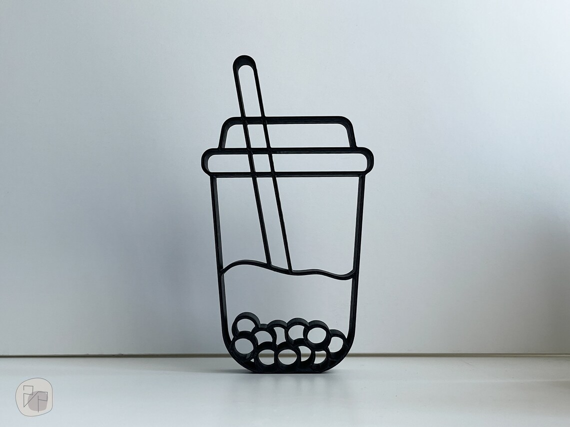 3D Printed Boba Milk Tea Line Art Decor Bubble Tea Art - Etsy