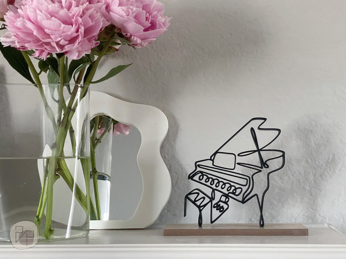 Piano Line Art Decor Minimalist Piano Art Sculpture Music - Etsy