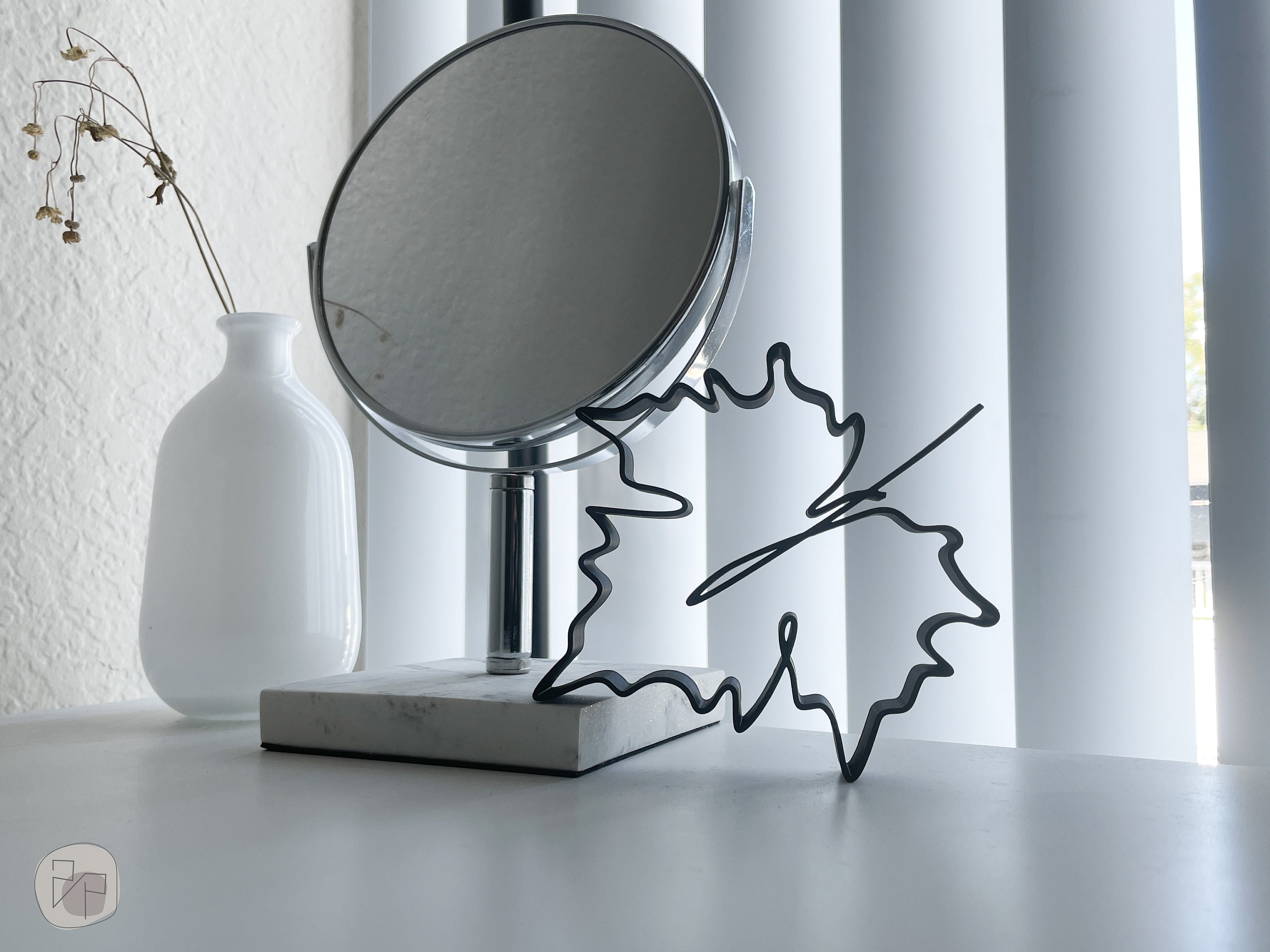 Maple Leaf Line Art Decor, Plant Art Sculpture, Home Office Decor, 3D ...