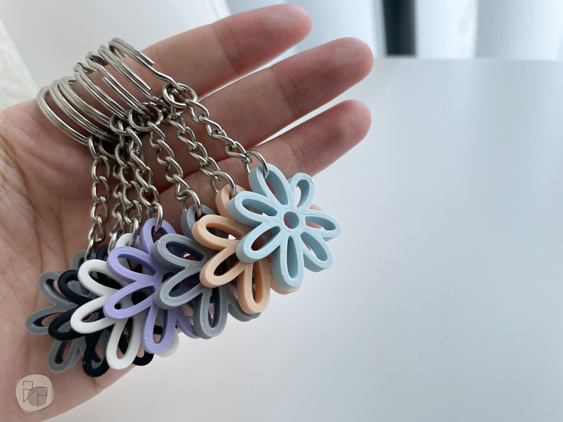 3D Printed Daisy Keychain Bag Charm Minimalist Backpack Key - Etsy