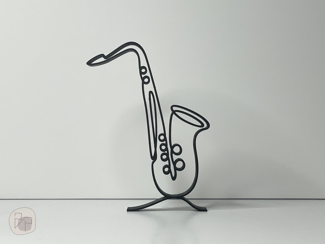 Saxophone Line Art, Minimalist Art Sculpture, Music Lover Gift Idea, 3d ...