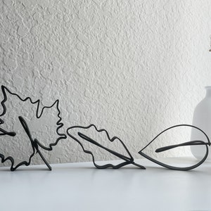 Maple Leaf Line Art Decor, Plant Art Sculpture, Home Office Decor, 3D ...