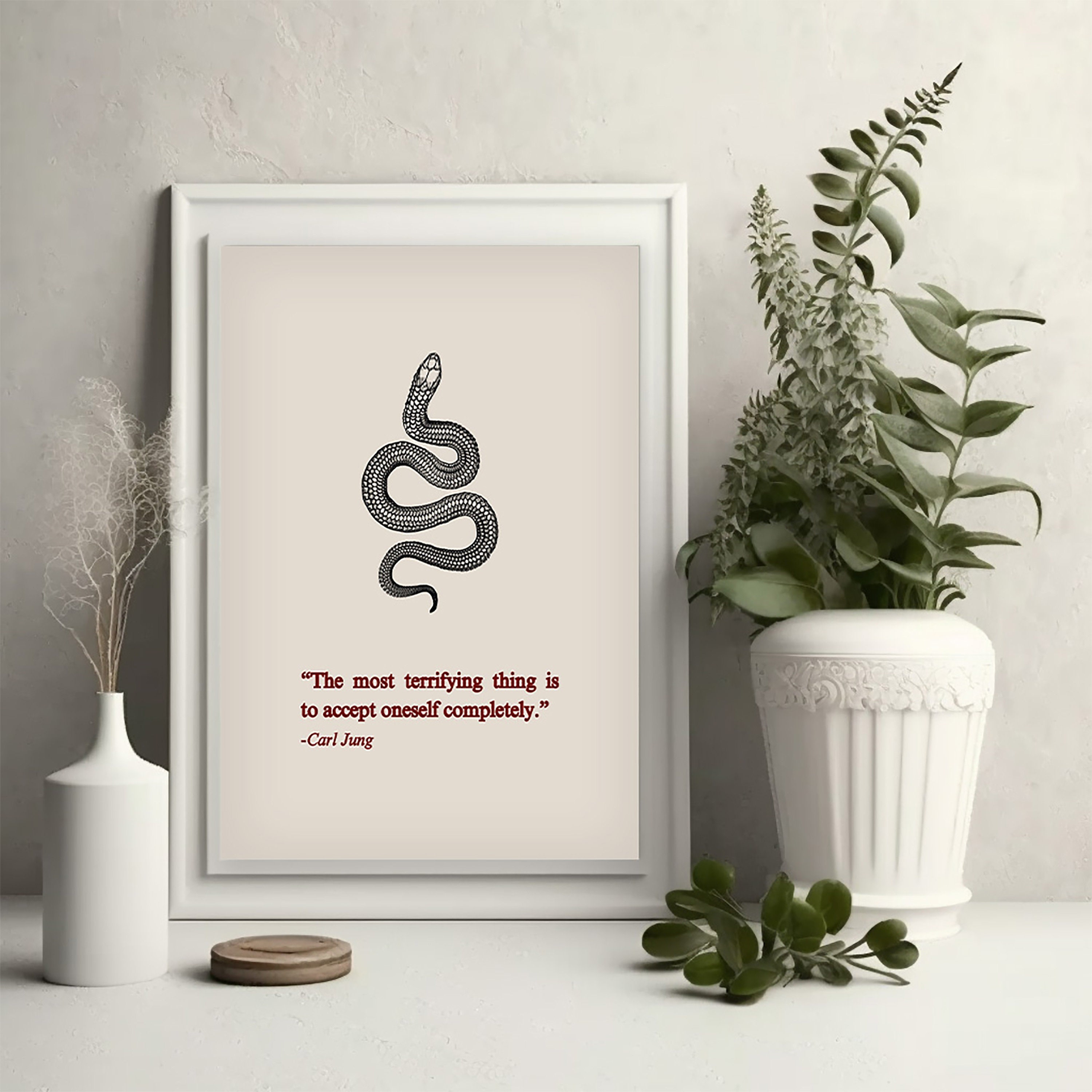 Carl Jung Quote Print: Therapy Office Decor, Snake Art (digital ...