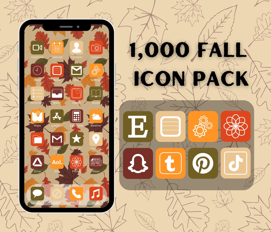 Fall App Icons: 1000+ Ios Icons, Widgets, Wallpaper (digital Download ...