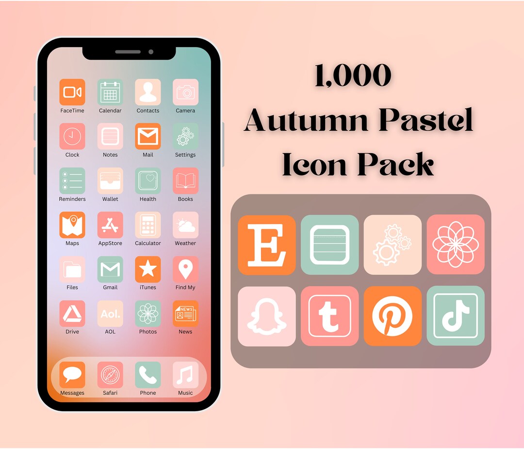 1,000 Autumn Pastel Icons IOS 14 17 App Icons Aesthetic for iPhone and ...