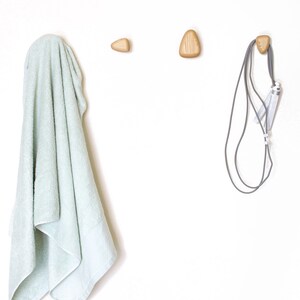 Cosymple Pebble Wood Wall Hooks, Wall Mounted Handmade Natural Coat ...