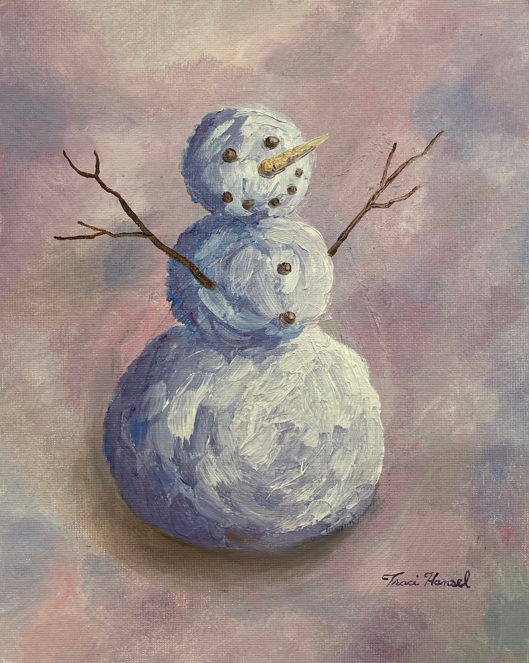 Snowman Painting, Giclee Art Print, Christmas Decor, Winter Decor - Etsy
