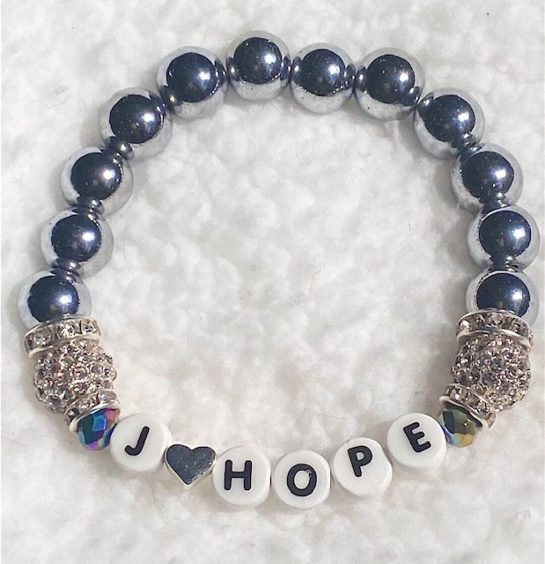 BTS J-hope Genuine Hematite Beaded Bracelet - Etsy