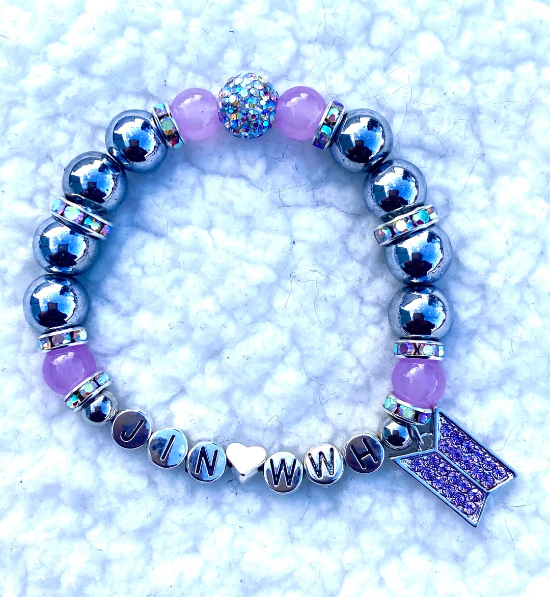 BTS JIN WWH Genuine Hematite Bracelet - Etsy