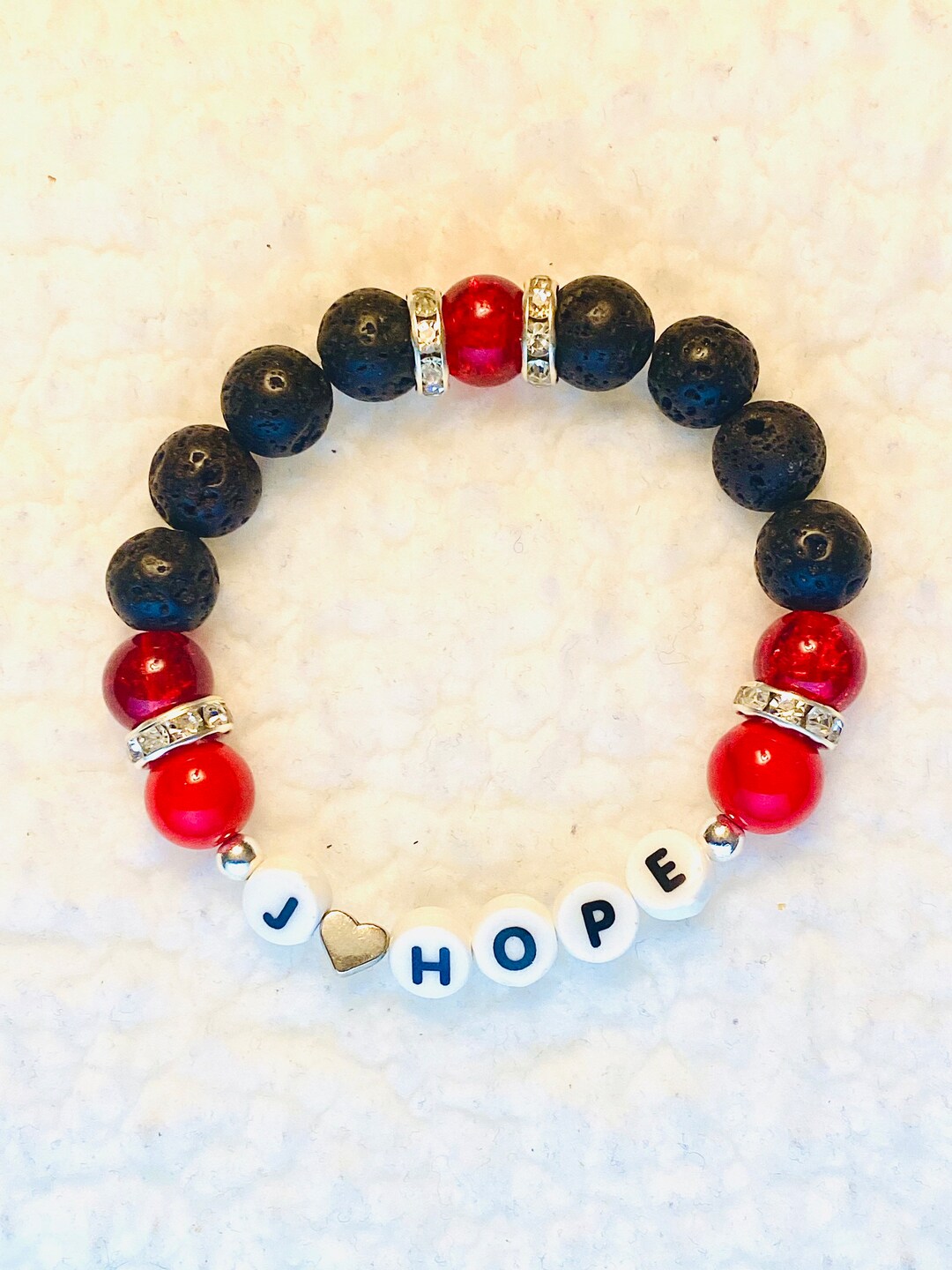 BTS J-HOPE Genuine Lava & Gemstone Beaded Bracelet - Etsy