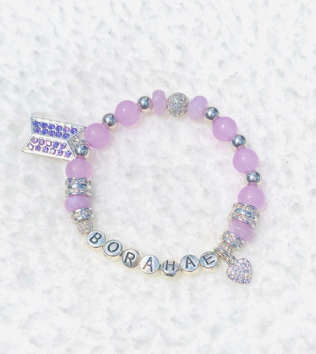BTS "borahae" Beaded Bracelet - Etsy