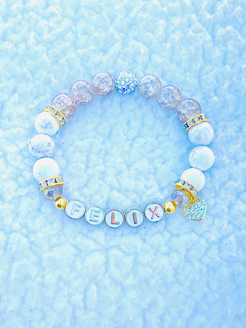 STRAY KIDS Felix Genuine White Turquoise Beaded Bracelet - Etsy